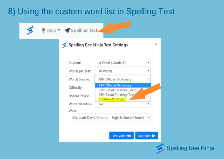 Create your Spelling Words List and Flash Cards - Spelling Bee Ninja