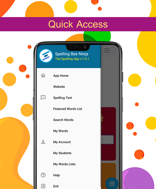 SBN App Features - Spelling Bee Ninja